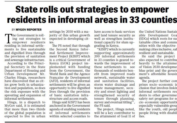 Home | Kenya Informal Settlements Improvement Project (KISIP)
